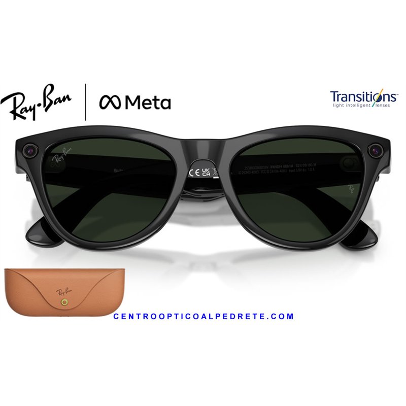 Ray-Ban Meta Skyler Black Shiny Clear-Graphite Green | Cat Eye AI